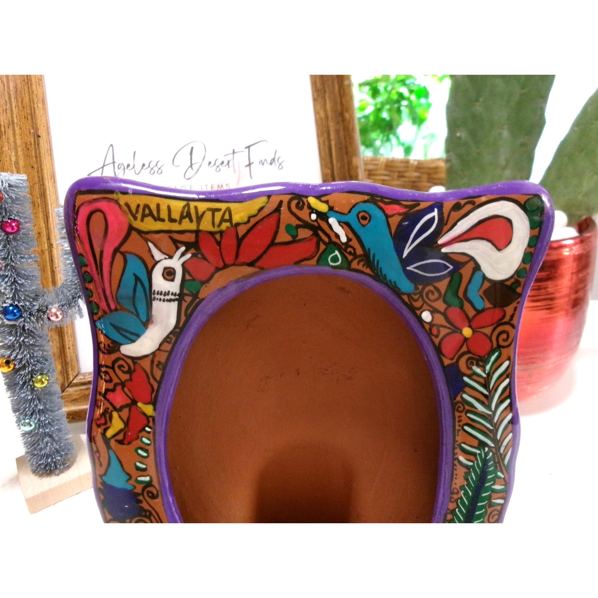 Vintage Mexican Clay Pottery Hand Painted Terracotta Art Picture Frame ...