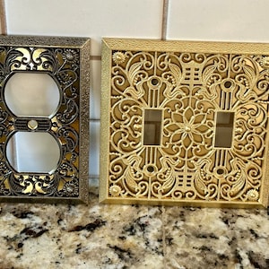 Gold Plug Covers, Brass Covers, Switch Plates, FREE SCREWS, Light ...