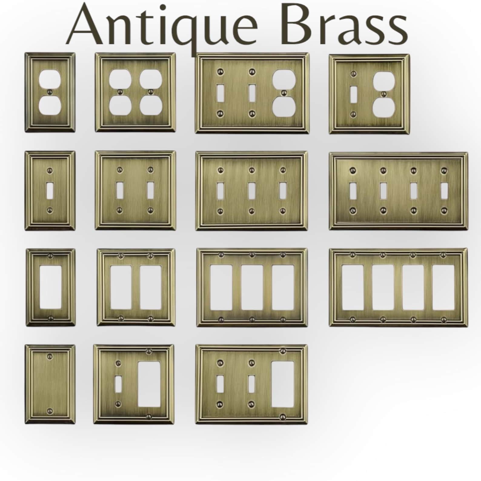 Antique Brass Switch Plate Cover, Multiple Styles, Free Screws (10 ...