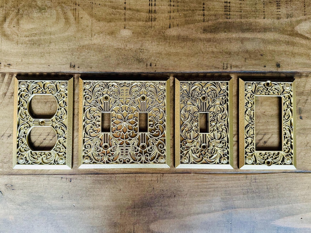 Ornate Gold Brass Covers, Switch Plates, FREE SCREWS, Light Switch ...