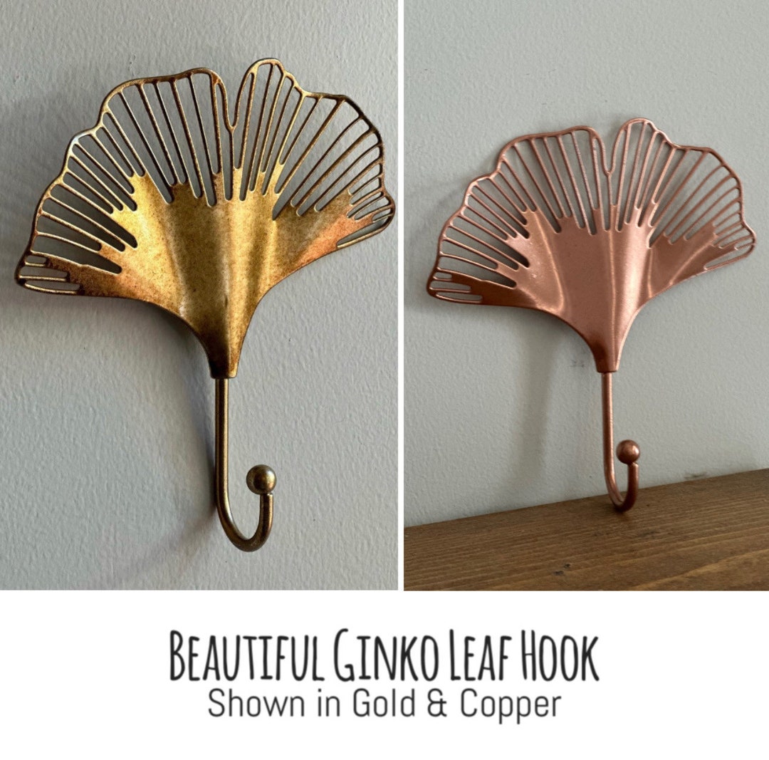 Gold Ginkgo Leaf Metal Wall Hook, Gold Hook, Towel Hook, Wall Hook, Coat Hook, Flower Hook, Wall ...