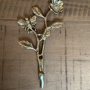 Brass or Gold Bee Flower Wall Hook for Towels, Keys, Coats, Robes ...