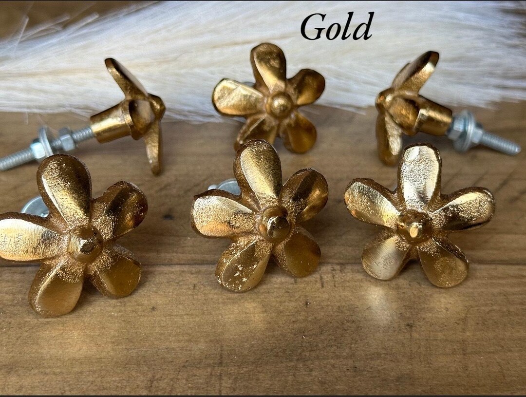 Gold Daisy Metal Knob /pick Color/drawer or Desk Knobs / Dresser Drawer ...