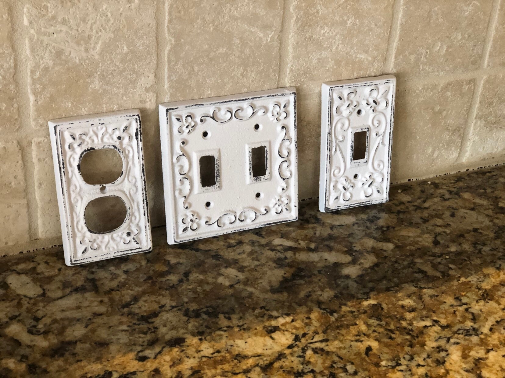 Light Switch Cover/Outlet Cover/White Shabby Chic/Doubke light | Etsy