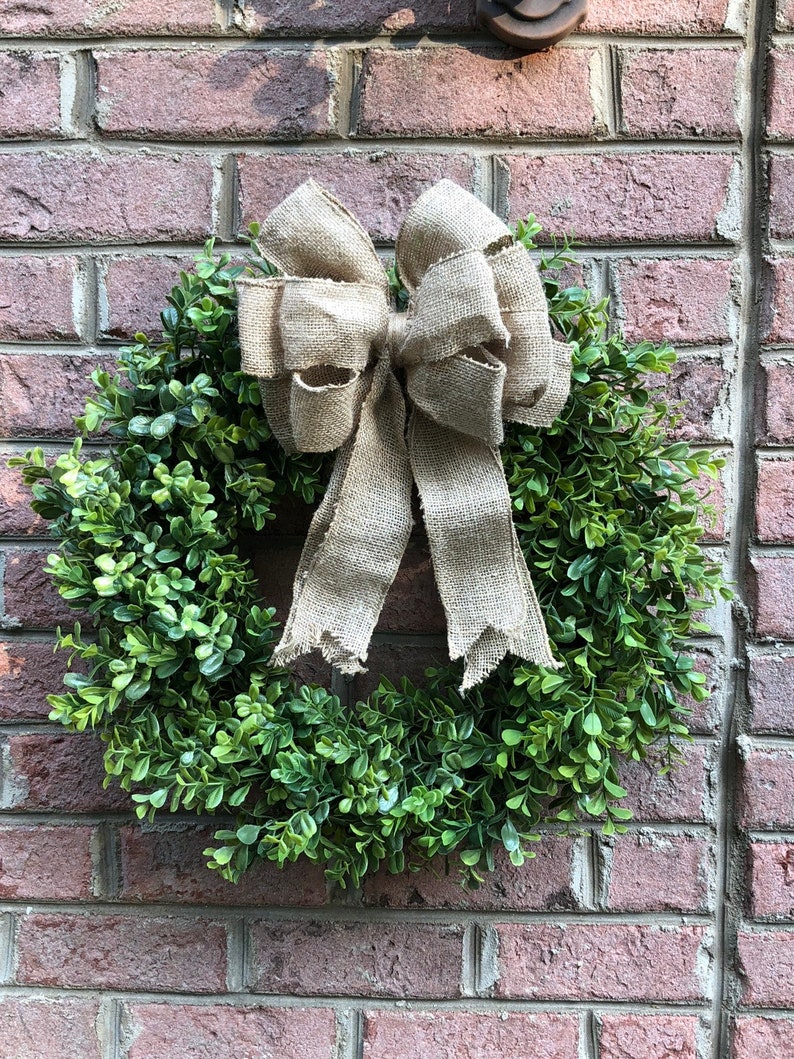 Sale/monogram Farmhouse Wreath Wreath With Burlap Bow/boxwood | Etsy