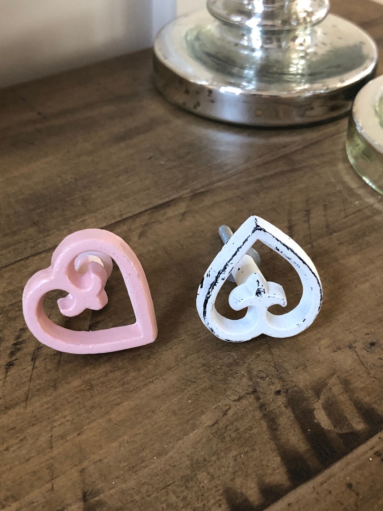 Heart Metal Knobs/round knobs/pick COLOR/Shabby chic | Etsy