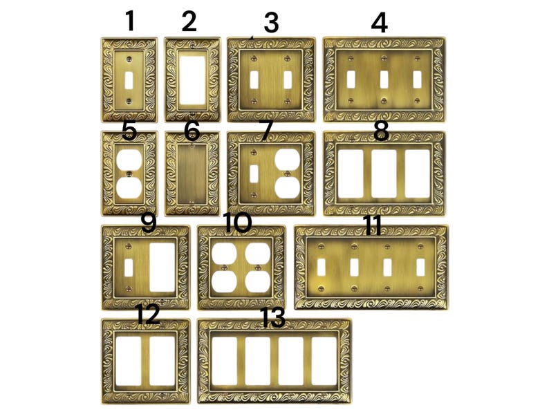 Ornate Antique Brass or Gold Outlet Cover Plate, Decorative Switch ...
