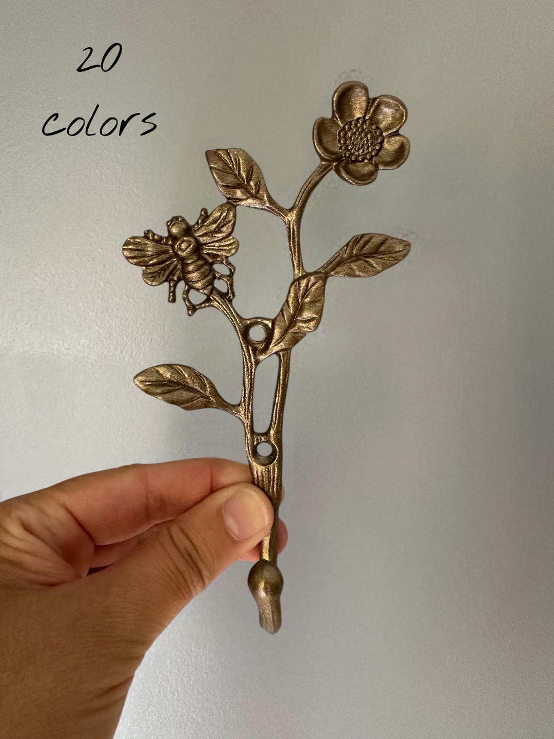 Brass or Gold Bee Flower Wall Hook for Towels, Keys, Coats, Robes ...
