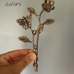 Brass or Gold Bee Flower Wall Hook for Towels, Keys, Coats, Robes ...