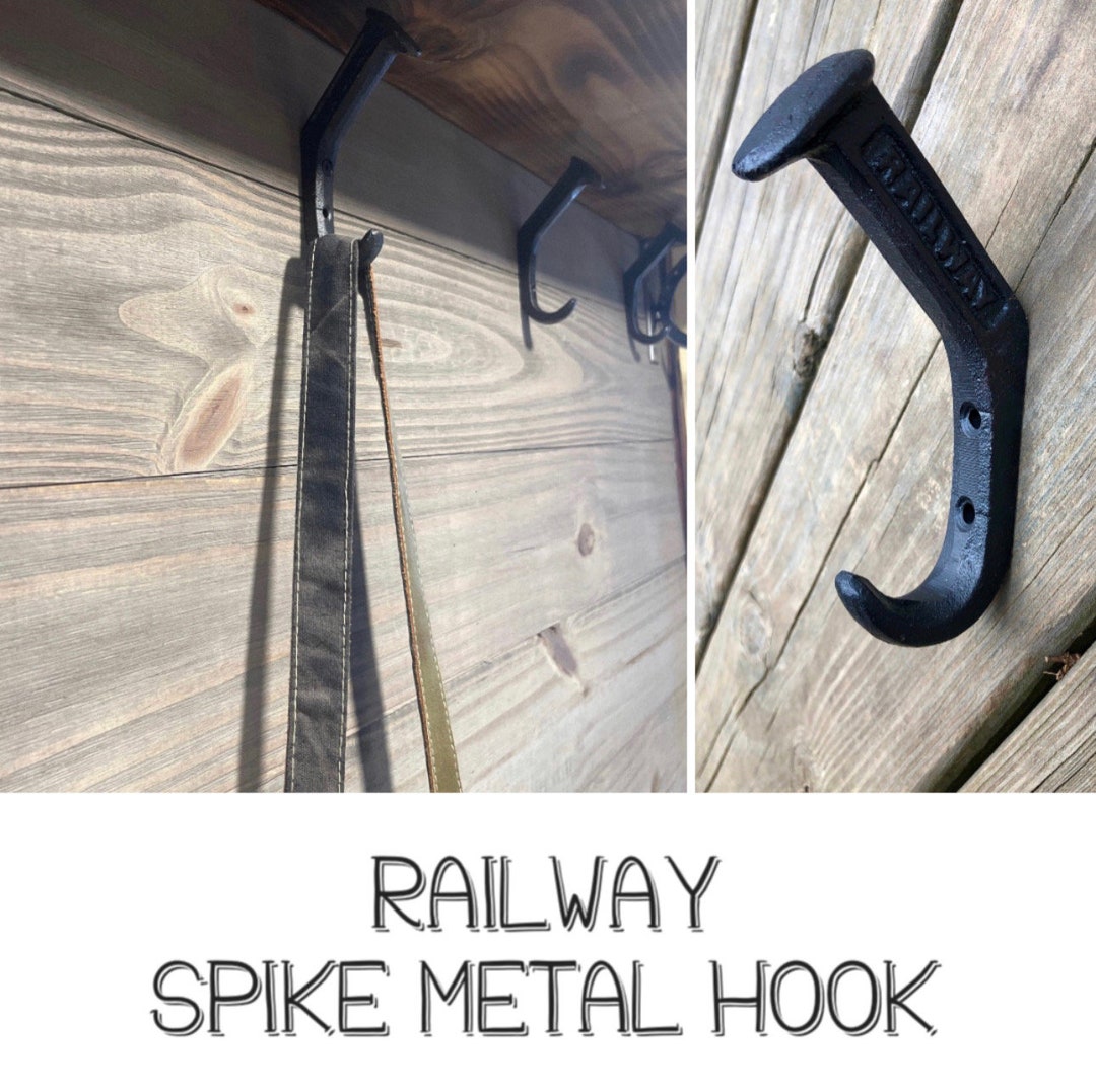 Black Railroad Spike Wall Hook Cast Iron Railroad Spike Coat - Etsy