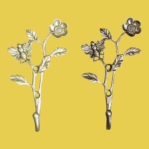 Brass or Gold Bee Flower Wall Hook for Towels, Keys, Coats, Robes ...