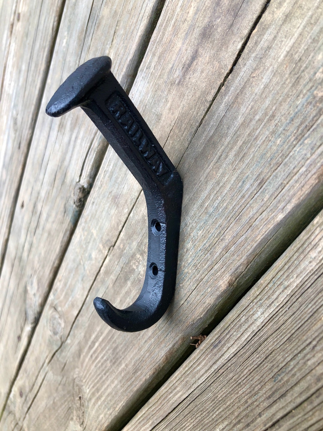 Black Railroad Spike Wall Hook, Cast Iron Railroad Spike Coat Hook ...