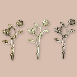 Brass or Gold Bee Flower Wall Hook for Towels, Keys, Coats, Robes ...