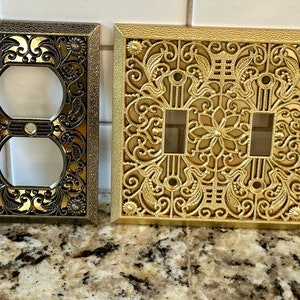 Gold Plug Covers, Brass Covers, Switch Plates, FREE SCREWS, Light ...