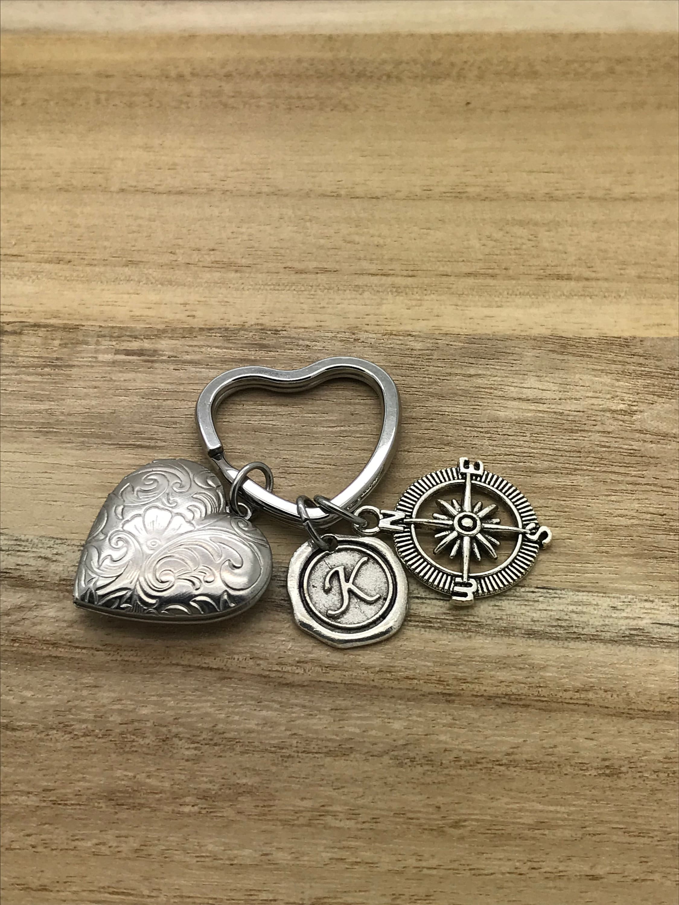 06/ Steel Floral Heart Locket Key Chainheart - Etsy