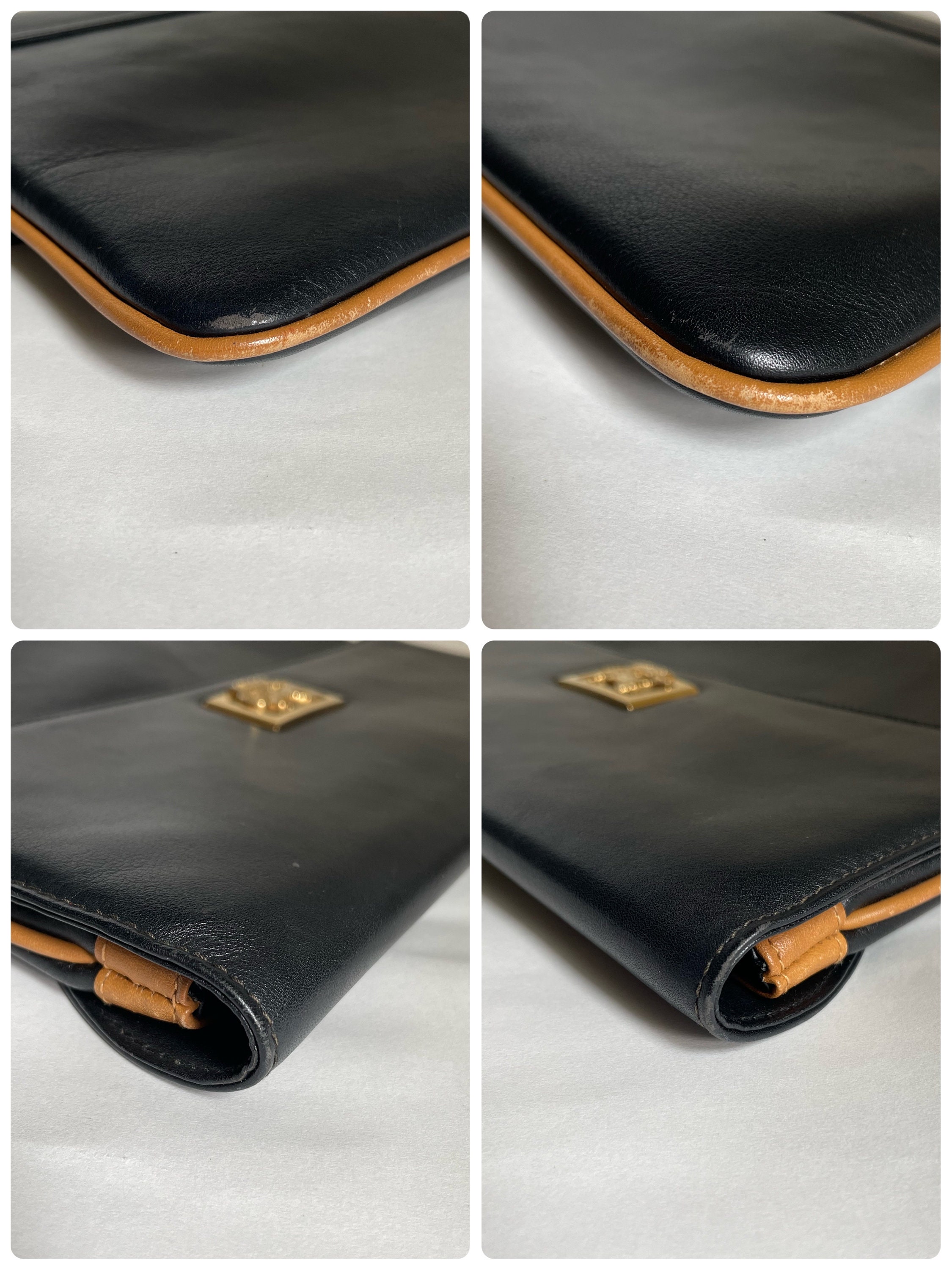 Celine Vintage Carriage Flap Leather Clutch Bag Black Gold Metal - Etsy