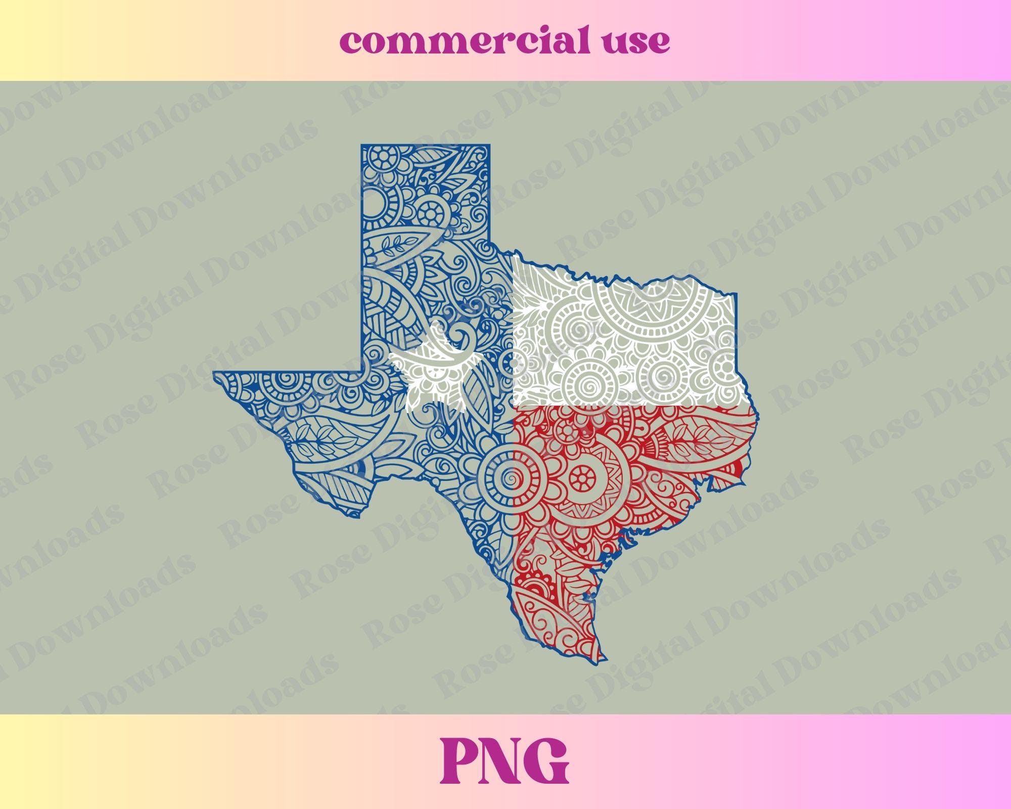 Paisley Floral Texas Flag PNG | Trendy State Shirt Design | Retro ...