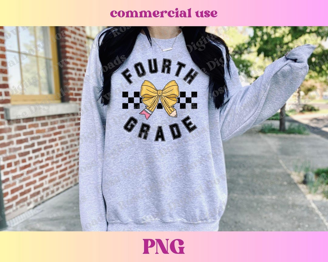 Checkered Fourth Grade Retro Teacher PNG | Coquette Teach Shirt ...