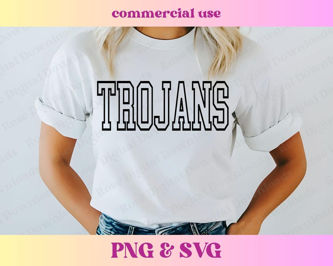 Varsity Trojans Outline PNG SVG | Trendy School Spirit Shirt | Cute ...