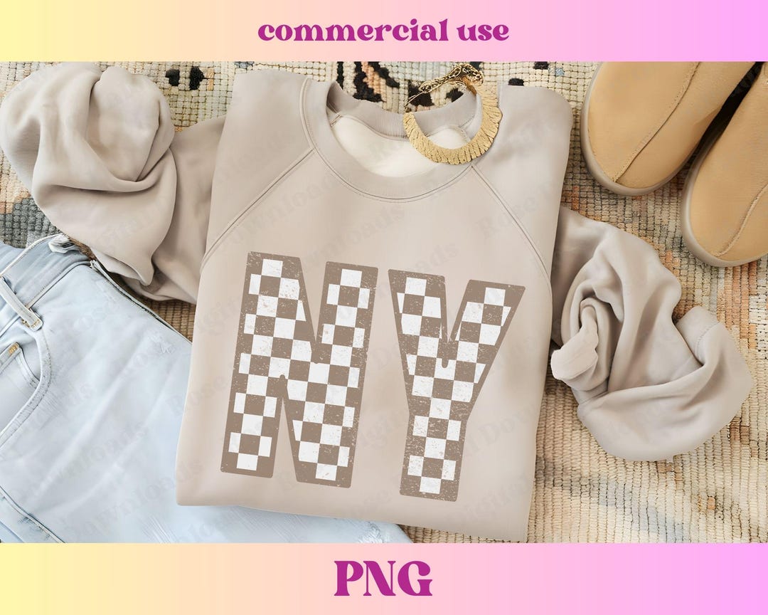 Distressed Checkered New York PNG | Trendy State Shirt Design | Retro ...