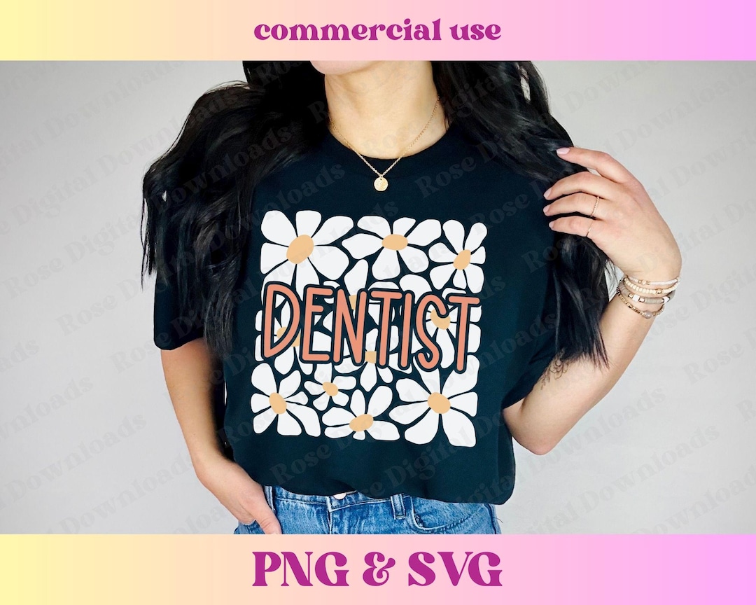 Dentist Retro Daisies PNG SVG Groovy Daisy Dental Shirt, Office Group ...