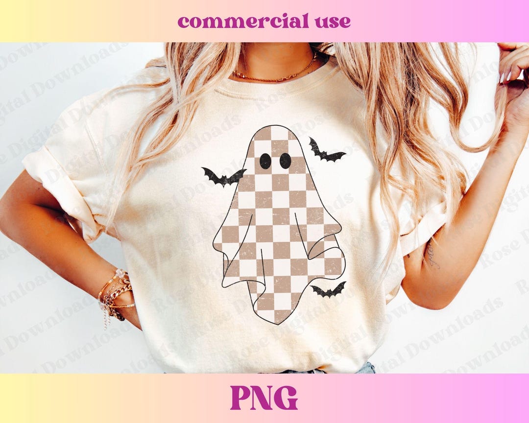 Checkered Trendy Ghost PNG | Halloween Spooky Season Aesthetic | Ghost Shirt Design ...