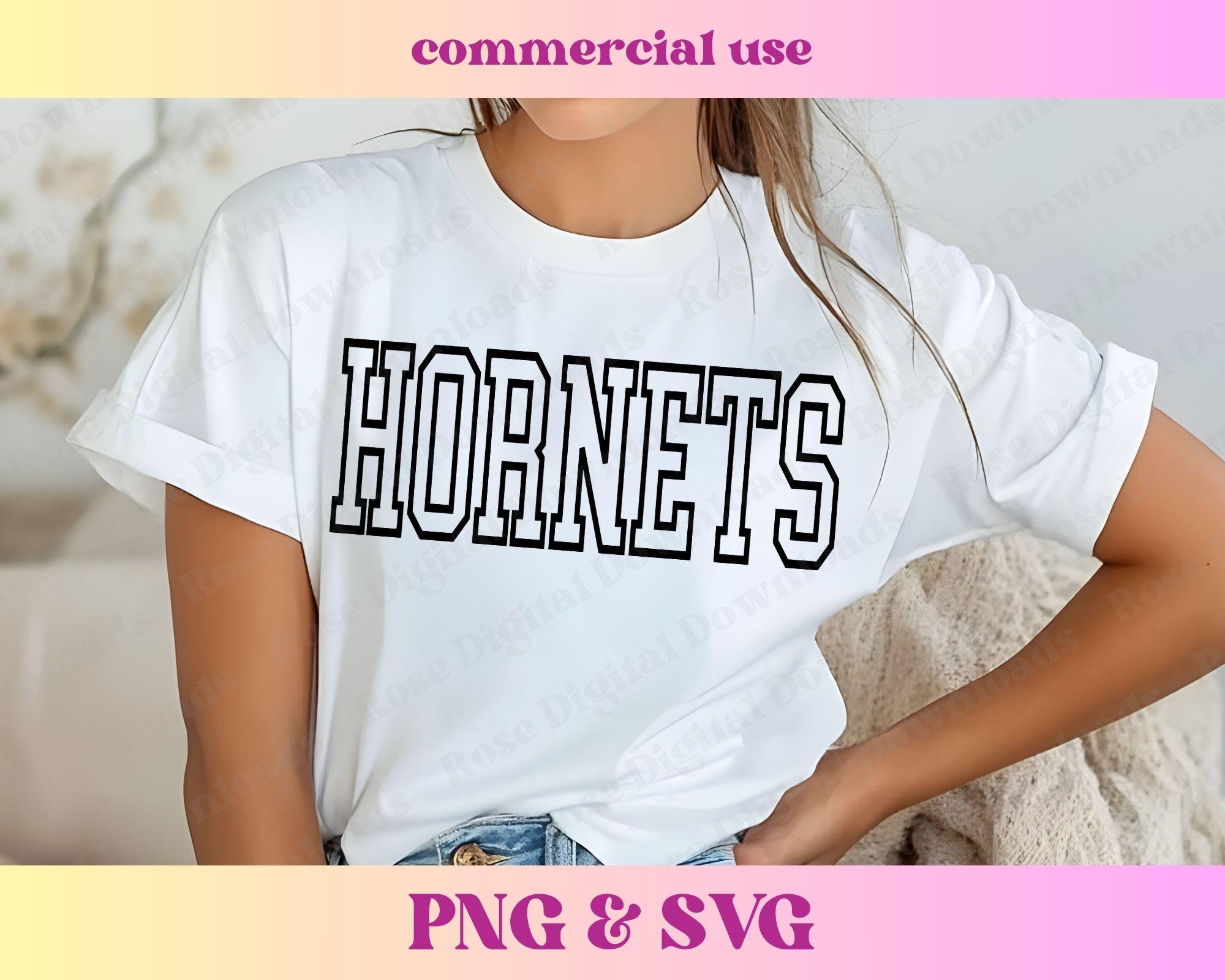 Varsity Hornets Outline PNG SVG | Trendy School Spirit Shirt | Cute ...