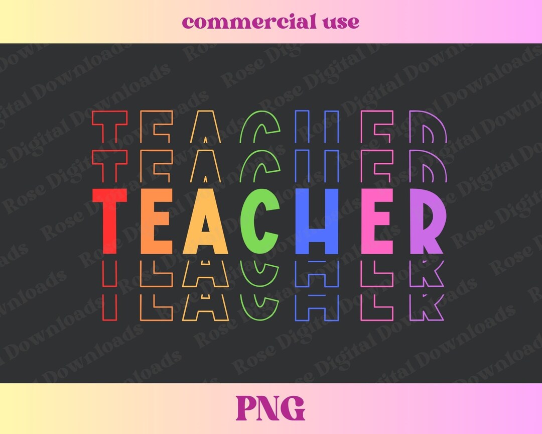Teacher Retro PNG | Colorful Groovy Png | Teach Shirt | Teacher Gift ...