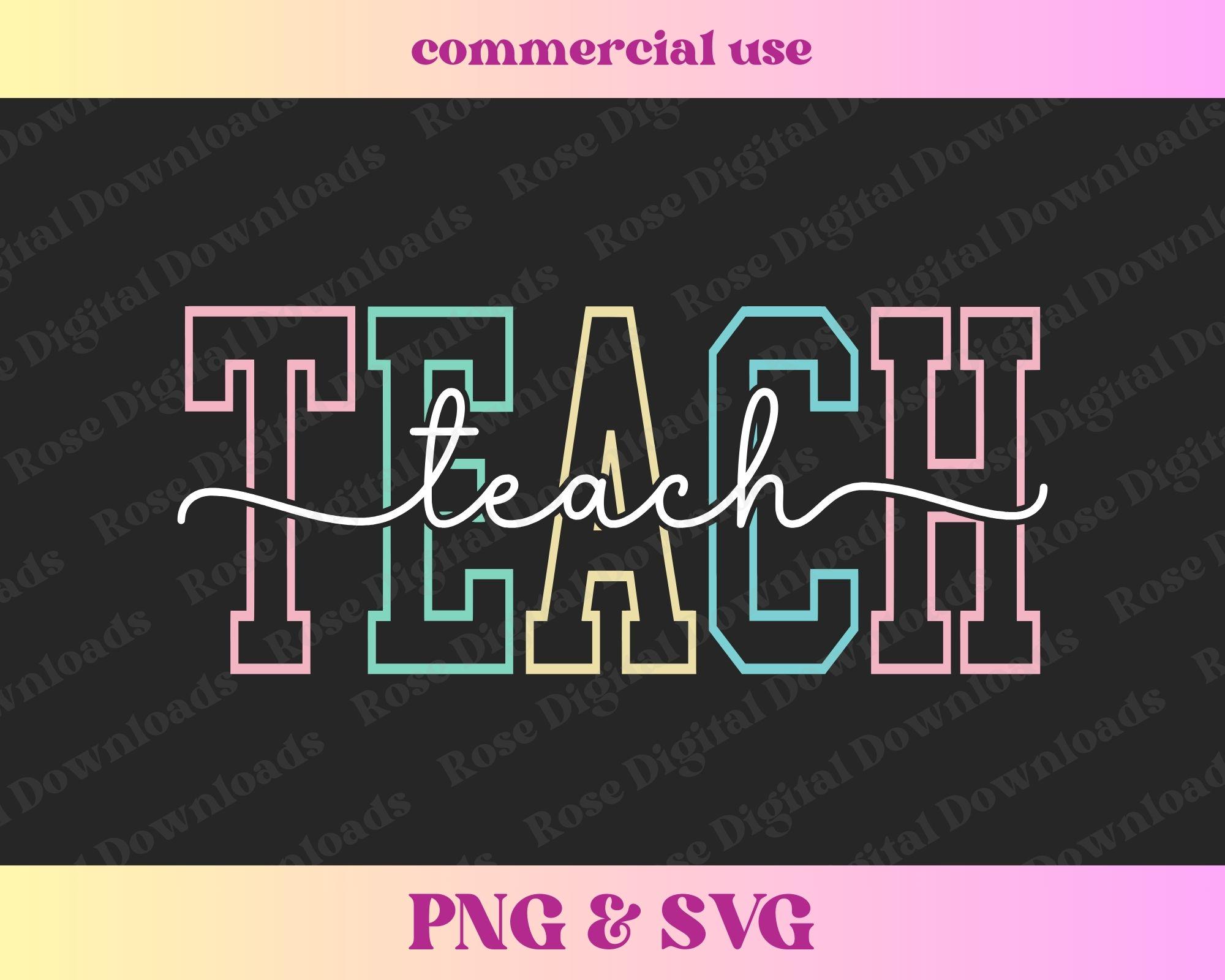 Pastel Teach SVG PNG | Retro Vintage Script Teacher Shirt Gift Trendy ...