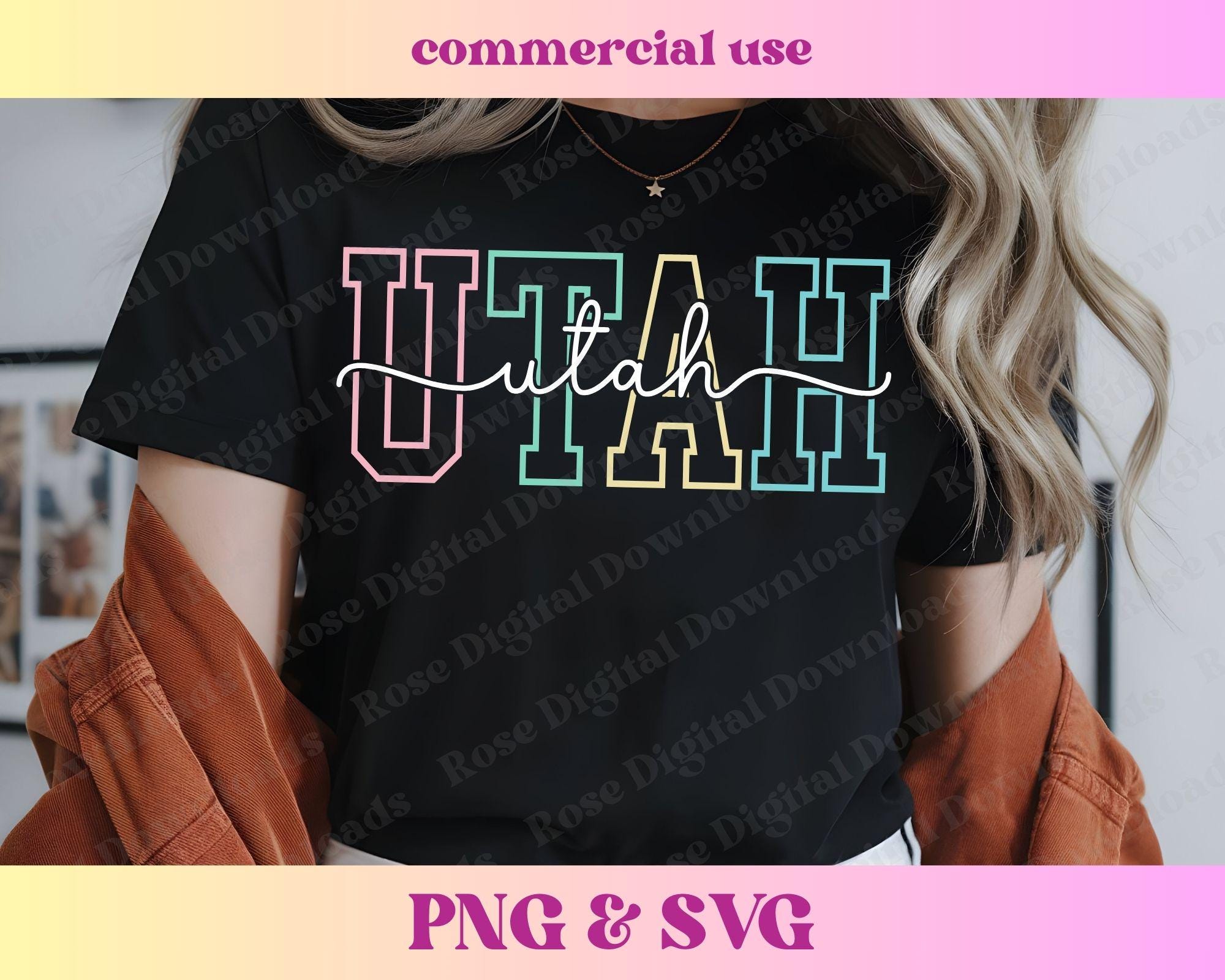 Pastel Utah Script SVG PNG | Trendy State Shirt Design | Vintage T ...