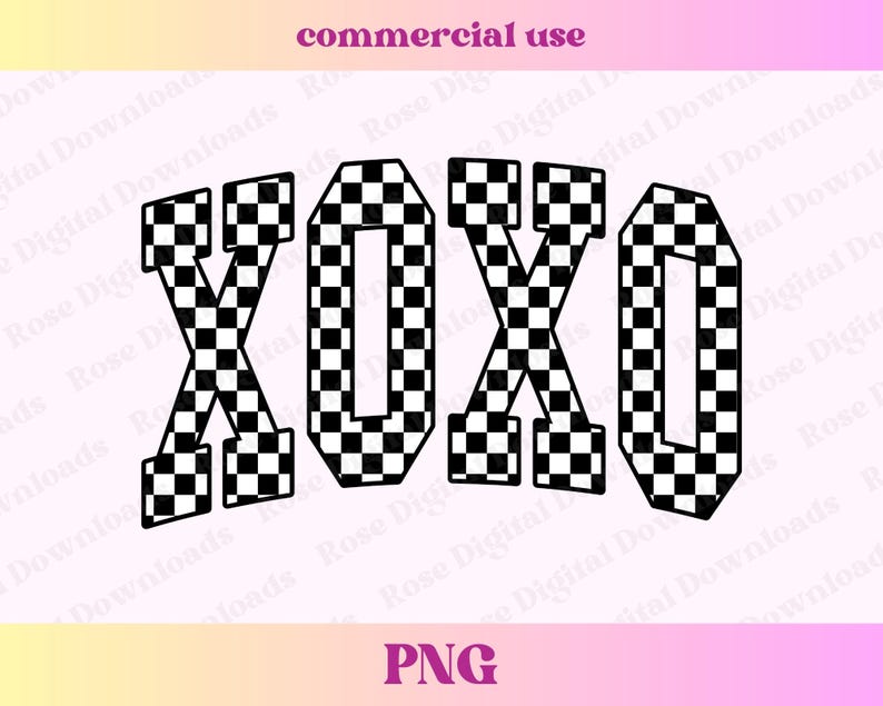 Checkered XOXO PNG | Distressed Retro Lover Valentine | Vintage ...