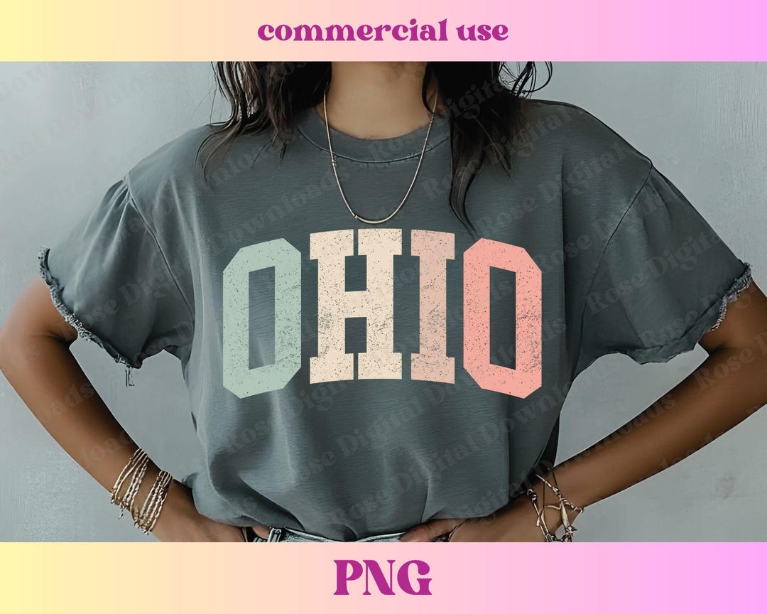 Pastel Ohio PNG | Trendy State Shirt Design | Retro Vintage T-shirt ...
