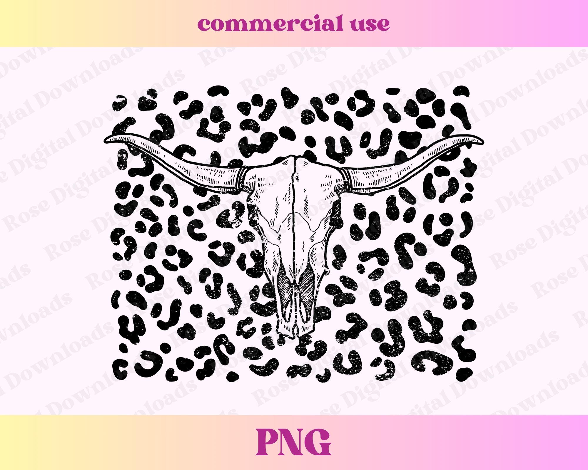 Distressed Leopard Bull Skull PNG | Trendy Rancher Western Country ...