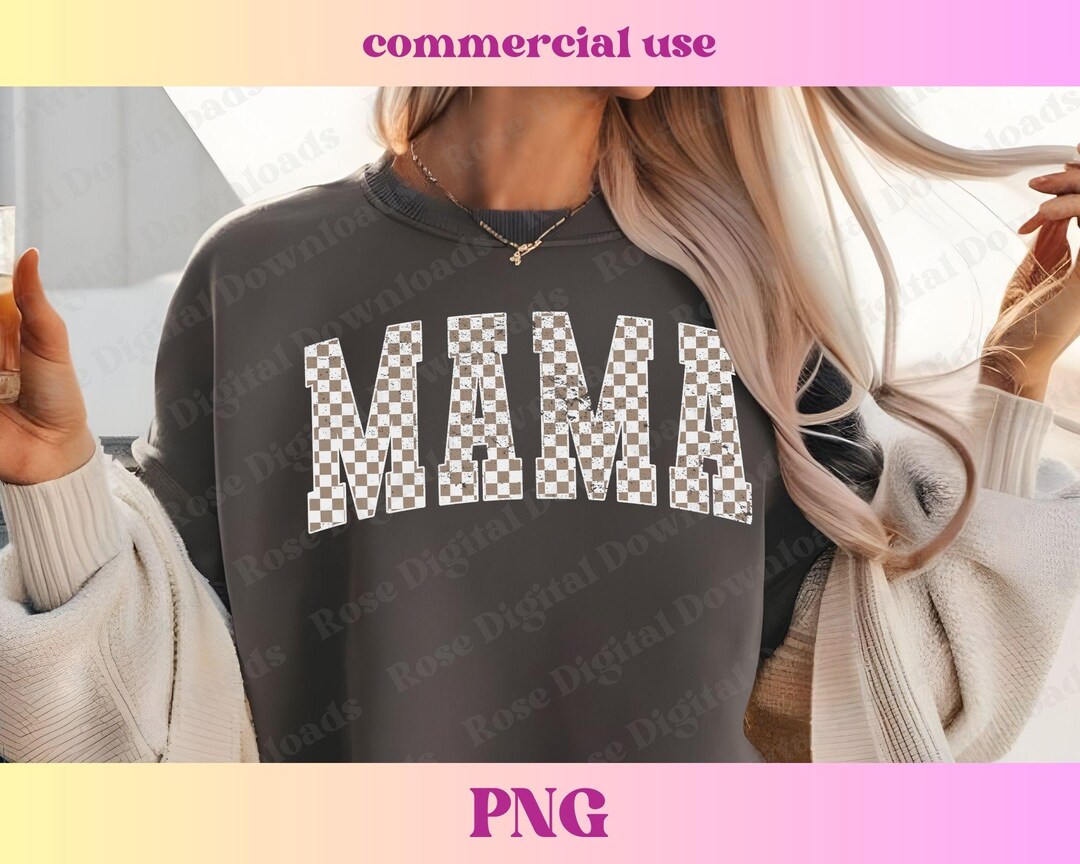 Checkered Mama PNG | Trendy Tan Retro Mama Sweatshirt | Mom Shirt ...