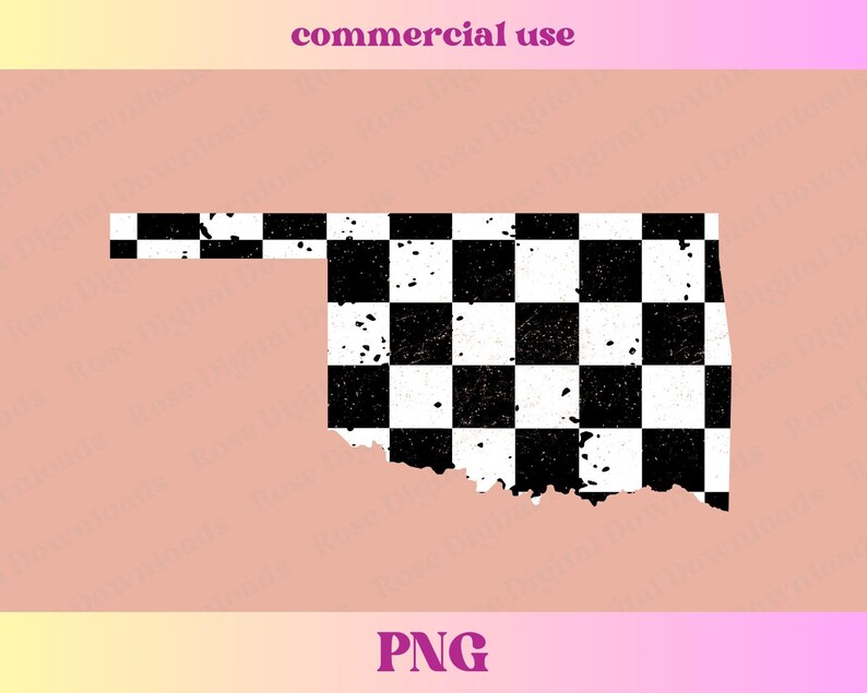 Checkered Oklahoma PNG | Trendy State Shirt Design | Distressed Retro ...