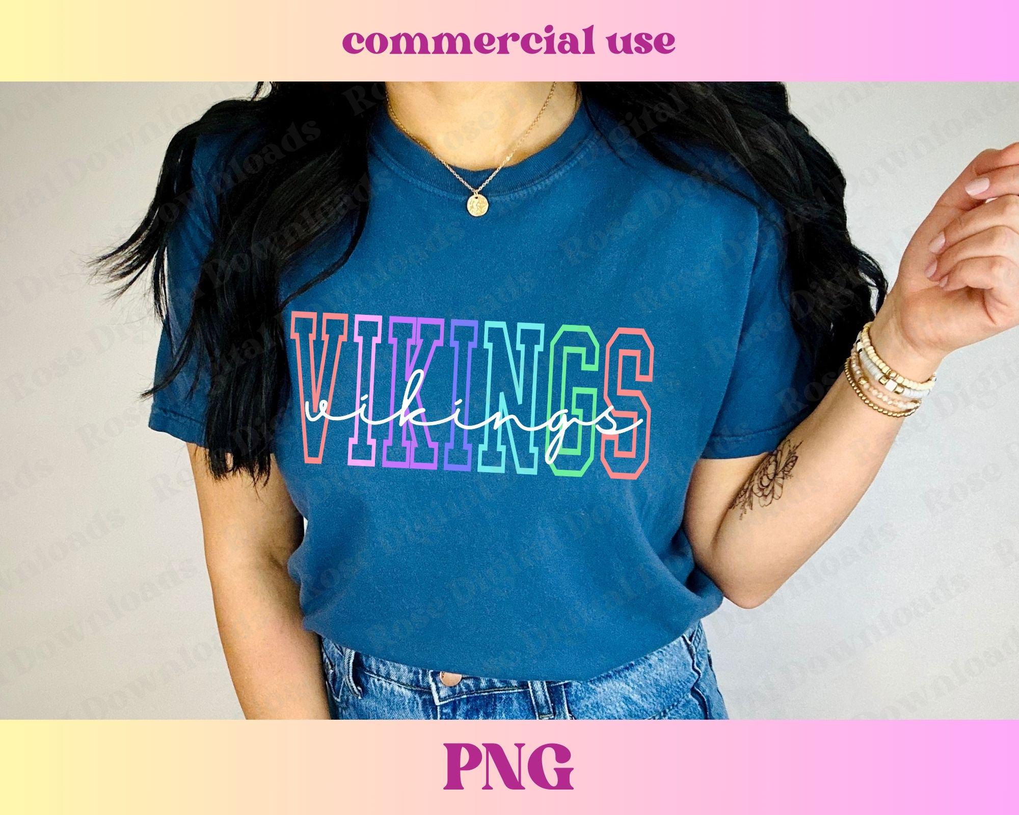 Colorful Vikings PNG | Retro Vintage Groovy Sports Shirt Gift | Trendy ...