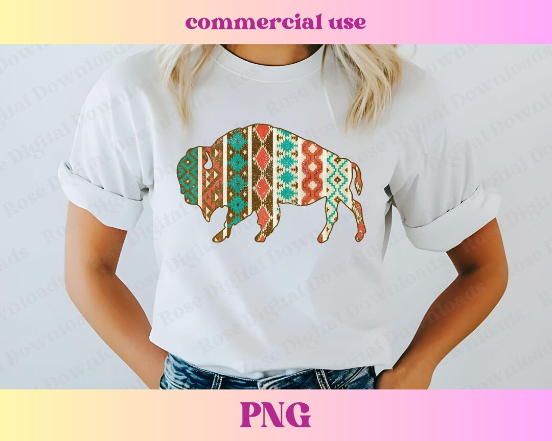 Aztec Buffalo PNG, Trendy Rancher Western Country Shirt Farming Digital ...