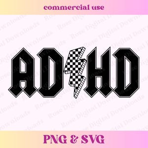 Checkered Lightning Bolt ADHD PNG SVG | Unhinged Sarcastic Sublimation ...