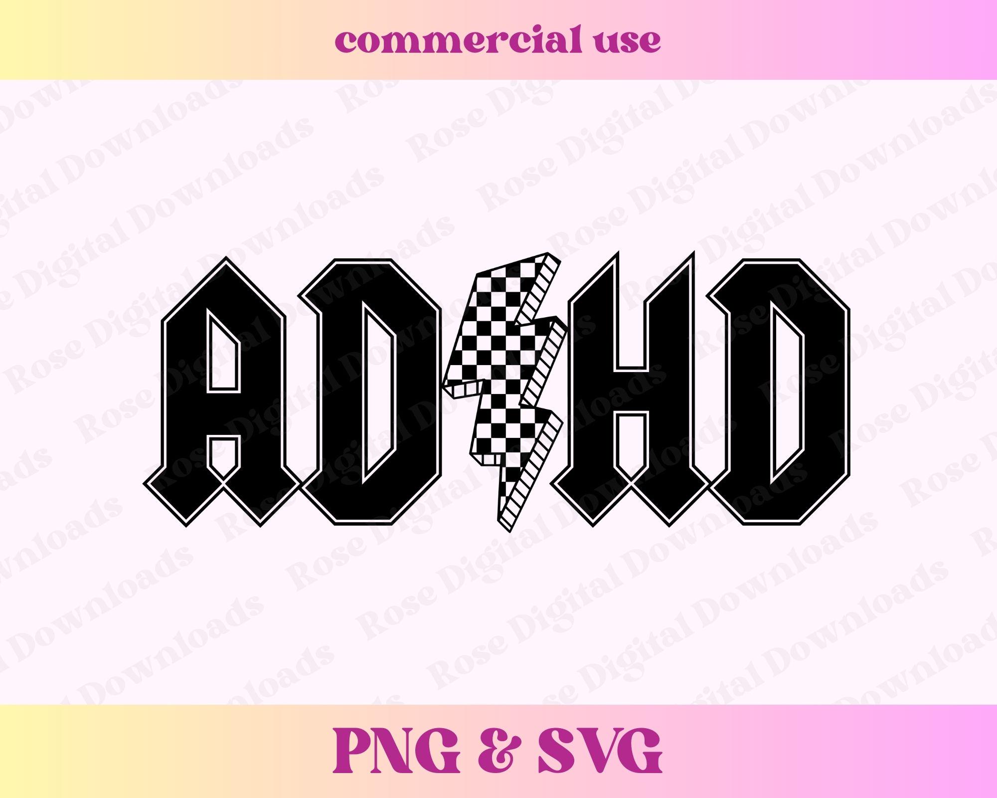Checkered Lightning Bolt ADHD PNG SVG | Unhinged Sarcastic Sublimation ...