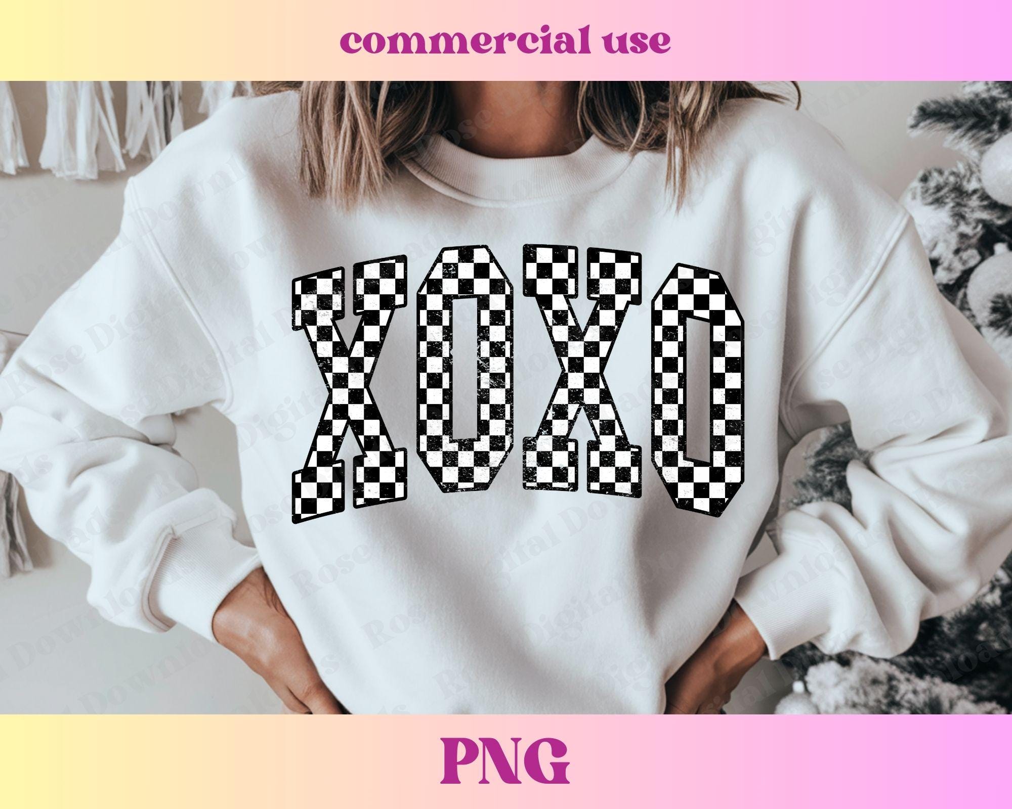 Checkered XOXO PNG | Distressed Retro Lover Valentine | Vintage ...