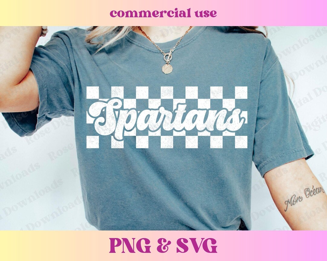 Checkered Spartans PNG SVG | Trendy Varsity School Spirit Grad Shirt, Cute High School Mascot ...