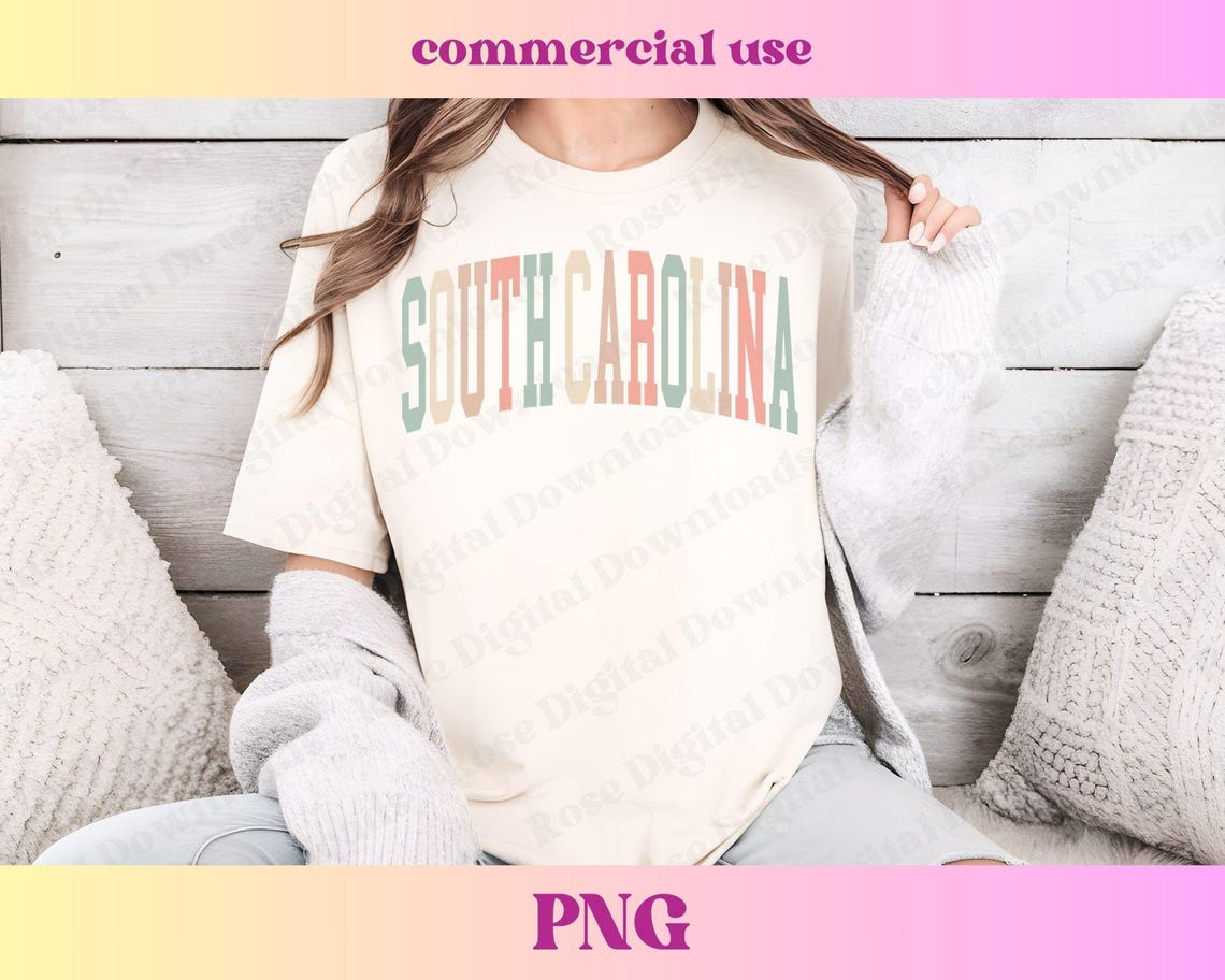 Pastel South Carolina PNG | Trendy State Shirt Design | Retro Vintage T ...