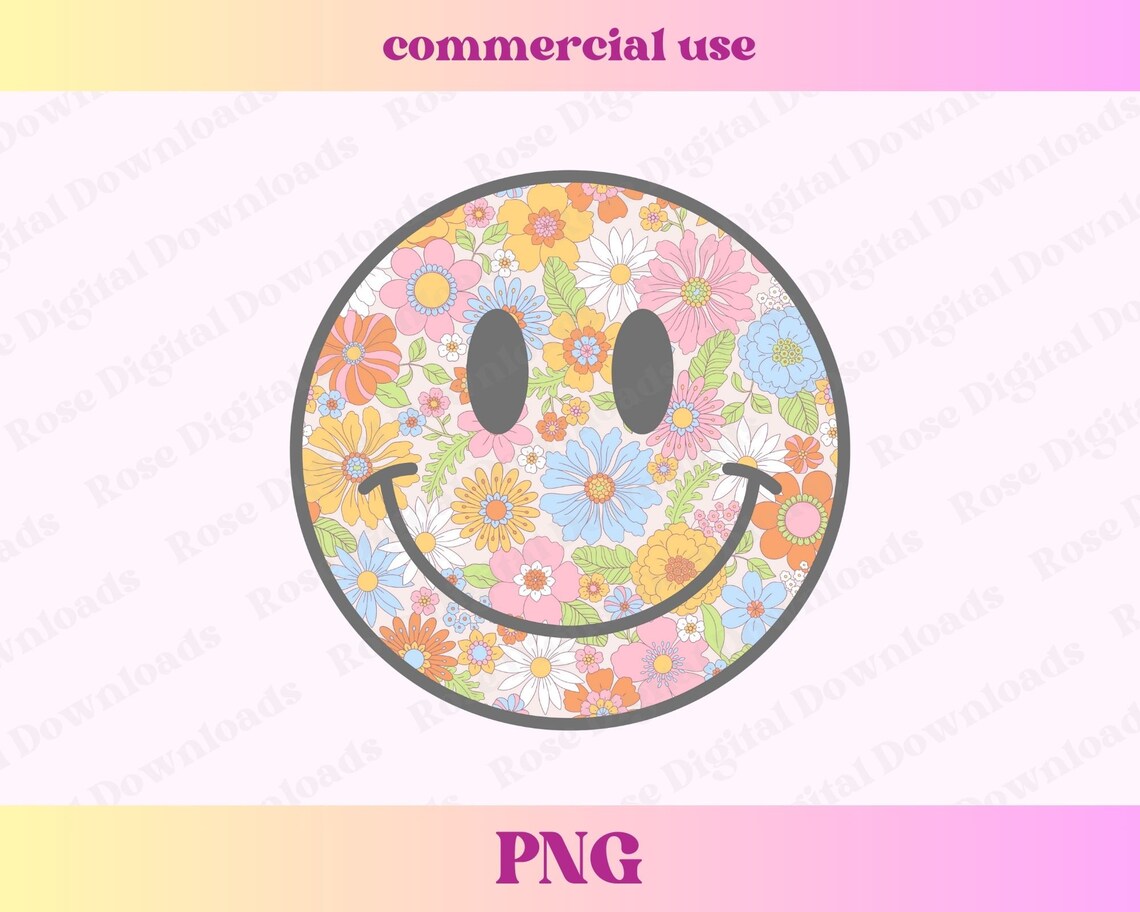 Retro Floral Smile PNG | Happy Checkered Png | Groovy Smile Aesthetic ...