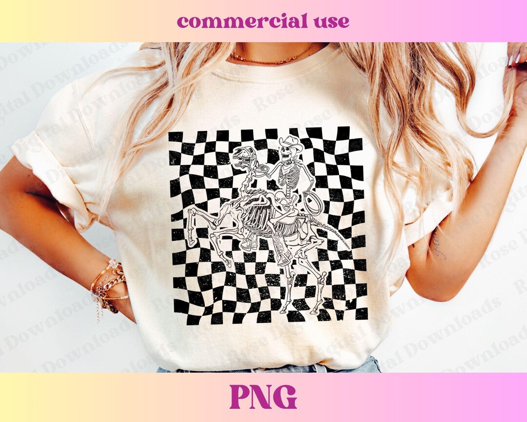 Checkered Cowboy Skeleton PNG | Halloween Spooky Season Aesthetic ...