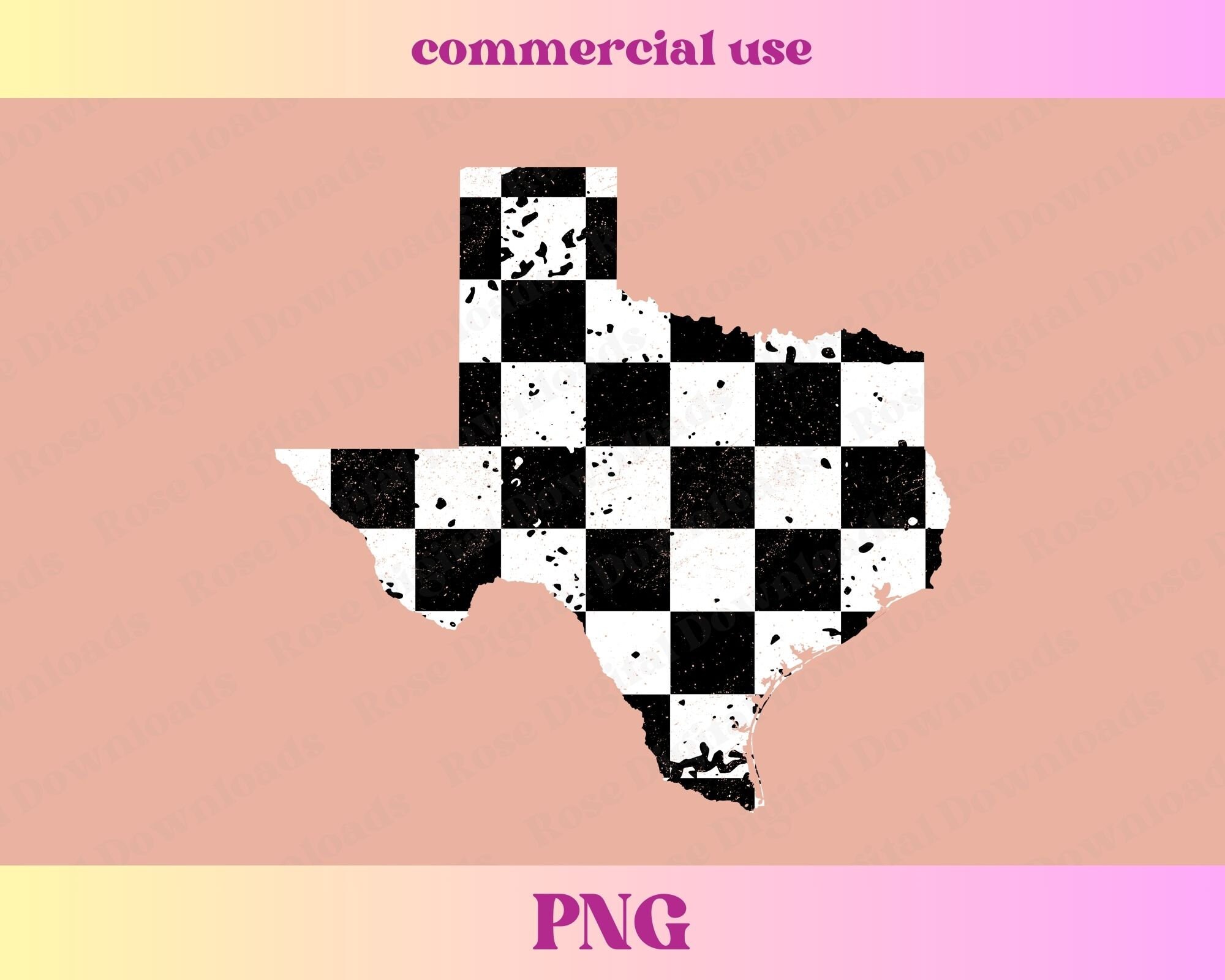 Checkered Texas PNG Trendy State Shirt Design Distressed Retro Vintage ...
