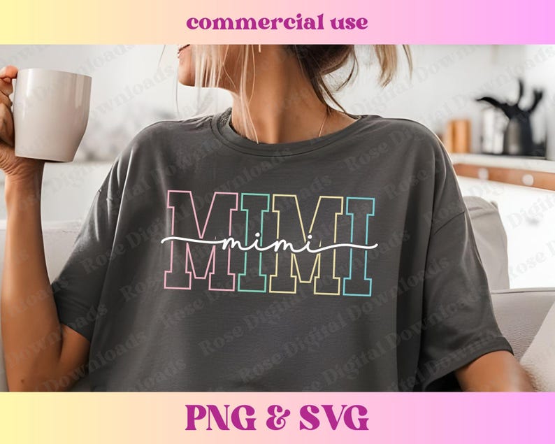 Pastel Varsity Mimi Script PNG SVG | Trendy Colorful Vintage Gift ...