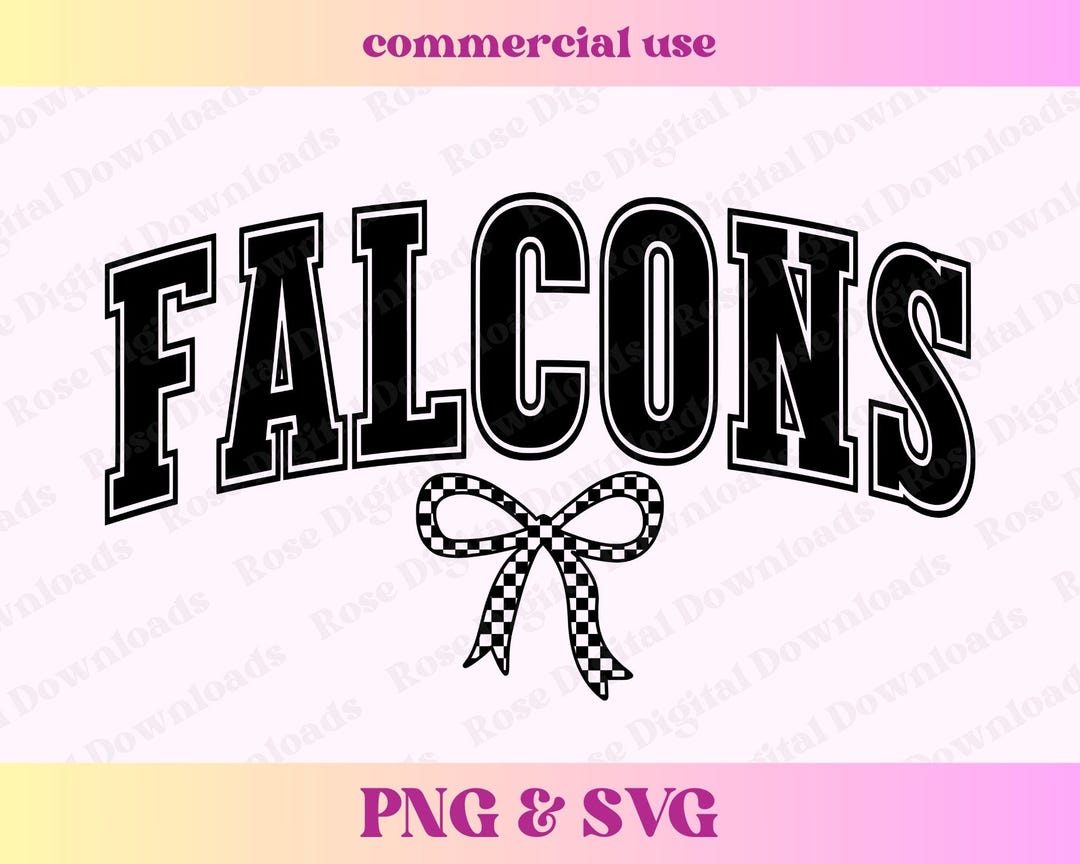 Coquette Falcons PNG SVG | Trendy School Spirit Checkered Bow Shirt ...