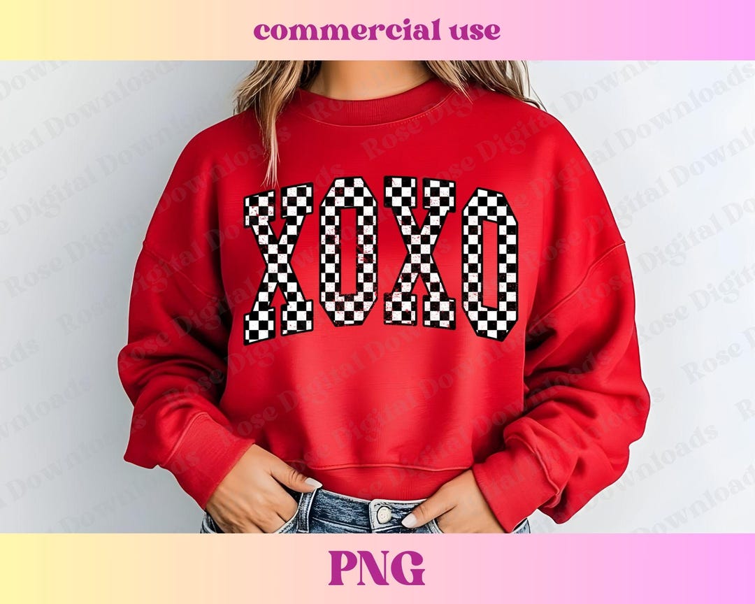 Checkered XOXO PNG | Distressed Retro Lover Valentine | Vintage ...