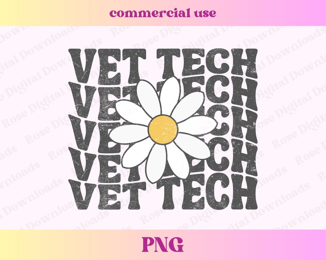 Vet Tech Retro Daisy PNG | Groovy Flower Shirt | Veterinarian Shirt ...