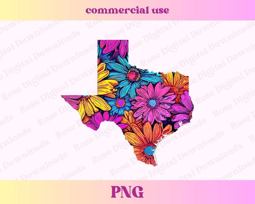 Floral Daisy Texas PNG | Trendy State Shirt Design | Distressed Retro ...